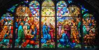 China Hand-Painted 3mm Stained Glass - Decorative Church Window Art Wall Panels with Classic Designs for sale