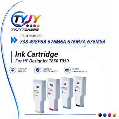 China 738 Ink Cartridge For HP Designjet T850 T950 498P6A 676M6A 676M7A 676M8A for sale