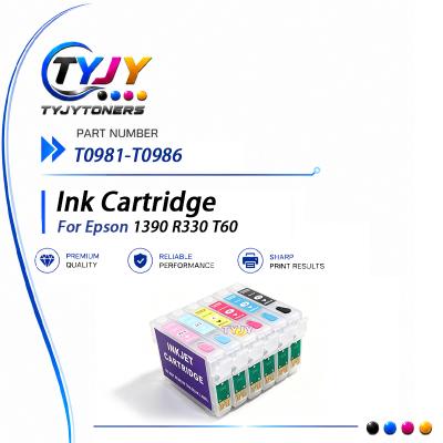 China Vivid-toned T0981-T0986 Refillable Ink Cartridge No Air Block Compatible For Epson Photo 1390 R330 T60 for sale