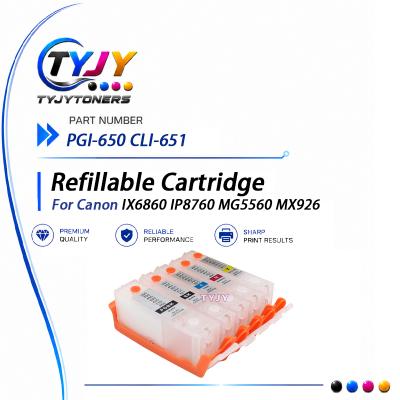 China Gradient-enhanced PGI-650 CLI-651 Refillable Cartridge Bubble-proof Compatible For Canon IX6860 IP8760 MG5560 MX926 for sale