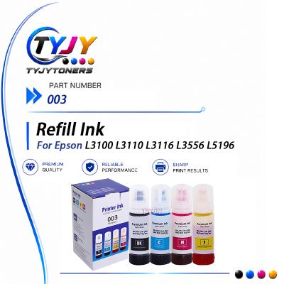 China Clog-resistant 003 Refill Ink True Color Rendering Compatible For Epson L3100 L3110 L3116 L3556 L5196 for sale