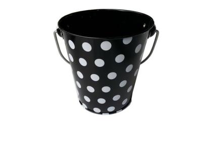 China Recyclable Tin Bucket Small Metal Buckets Christmas Tin Buckets with Handle CYMK Printing for sale