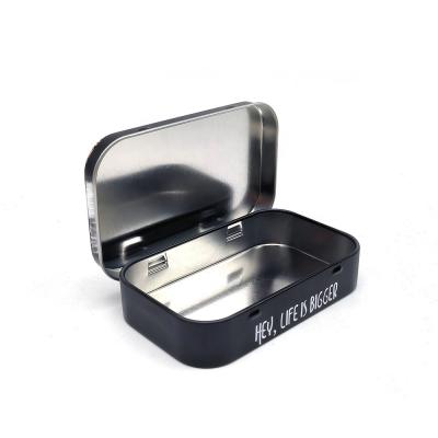 China Small 2 Piece Tins Wholesale Black Tins Pepermint Tin Boxes with Hinge for sale