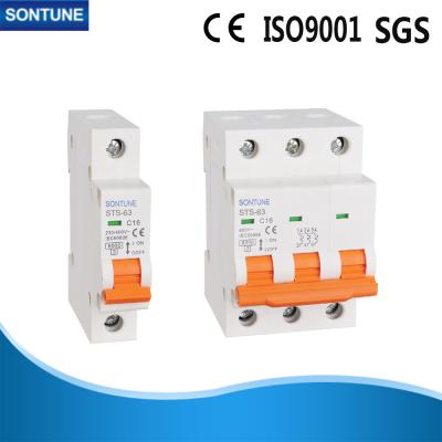China IEC60898 MCB Circuit Breaker STS-63 1P 3P 4.5KA 63A Miniature Circuit Breaker for sale