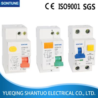 China STRN-32 1P+N RCBO 30mA Residual Current Breaker with Overcurrent Protection 4.5kA for sale