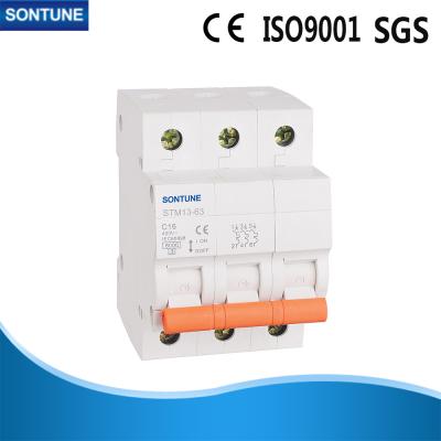 China STM13-63 3 Pole Miniature Circuit Breaker 63A Type C MCB Plastic Case for sale