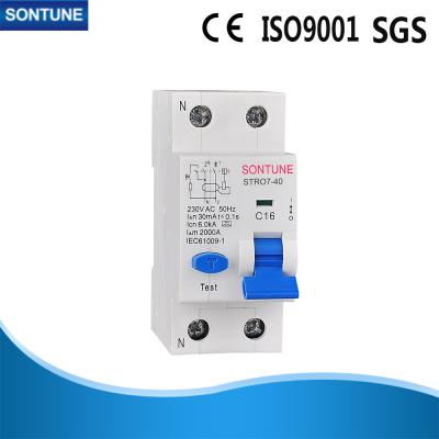China White Double Pole RCBO Circuit Breaker IEC61009 20A 30mA Residual Current Protection for sale