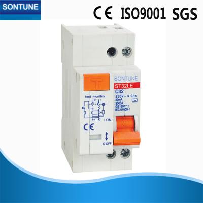 China White 230V RCBO Circuit Breaker 1P+N Pole 6kA IEC61009 Standard Light Weight for sale