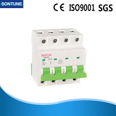 China ST2-63 4P Molded Miniature Circuit Breaker 6kA 60Hz Breaking Capacity for sale