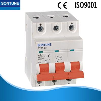 China 750VDC STD1-63 Series Din Rail Miniature Circuit Breaker 63A for sale
