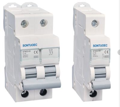China STM22-63 2 Pole Mini Circuit Breaker 63A Transparent Cover with Plastic Clips for sale