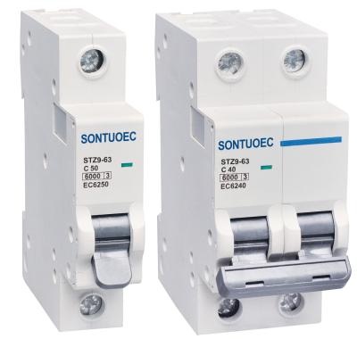 China STEZ9 Series 1 Pole Miniature Circuit Breaker MCB 6kA Type C IEC 60898 for sale