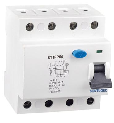 China Fixed 3 Phase RCCB Circuit Breaker 30mA 63A 230/400V 4P RCD Residual Current Device 72mm for sale