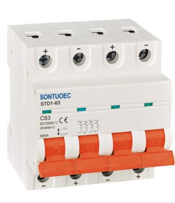 China 4 Pole Solar 1000VDC MCB Circuit Breaker for sale