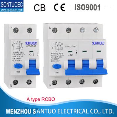 China STRO7-40 Residual Current Circuit Breaker With Overcurrent Protection , 2 Pole 4pole  RCBO 30ma  A type for sale