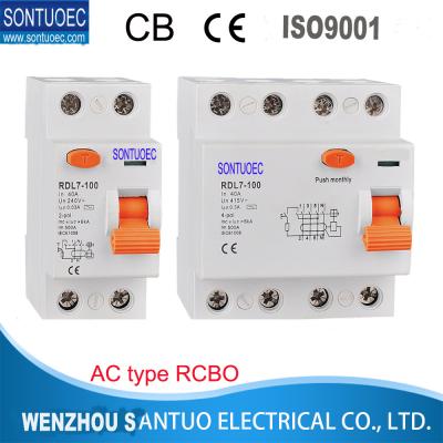 China AC Type 2P 4P 30mA RCBO Circuit Breaker 6KA Automatically Disconnect STRO7-40 for sale