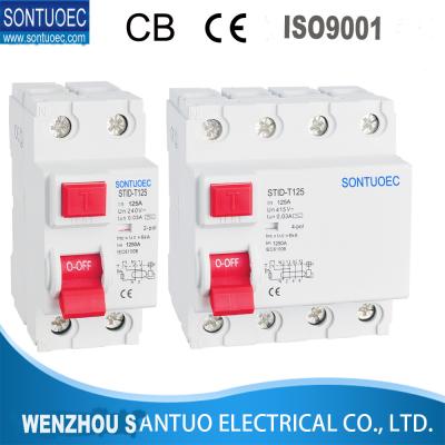 China STID-T125 6KA Residual Current Circuit Breaker RCCB with Clip 125A for sale