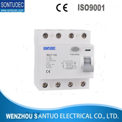 China RDL7-100 4P RCCB Circuit Breaker High Short Circuit Current Withstand Capacity for sale