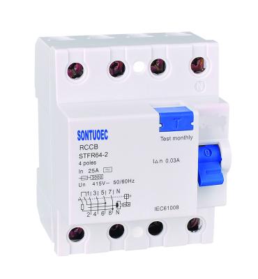 China ST4L364 4 Pole RCCB Circuit Breaker 6KA 63A Residual Current Device for sale