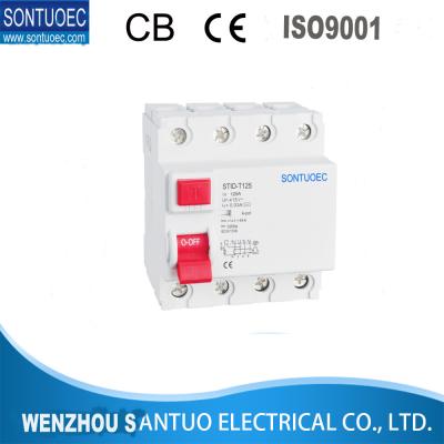 China 4 Pole AC Residual Current Circuit Breaker 63A 30mA Din Rail Plug In IEC 61008 for sale