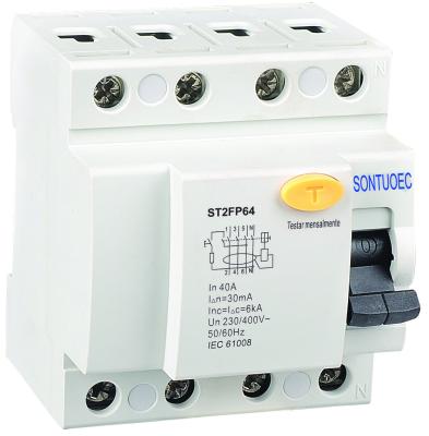 China AC 4 Pole Residual Current Protective Device 6kA RCCB 63A 300mA for sale