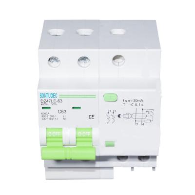 China Din Rail 63A 6KA Residual Current RCBO Circuit Breaker for sale