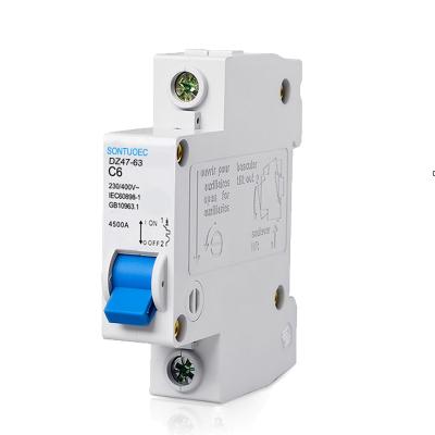 China Sontuoec 400V 1P 2P 4.5kA 63A MCB Miniature Circuit Breaker for sale