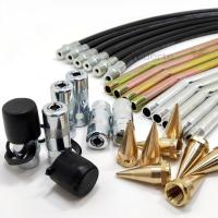 China Yellow Iron Long Grease Gun Hose Nozzle Whip Oil Tube Adapter Replacement for sale