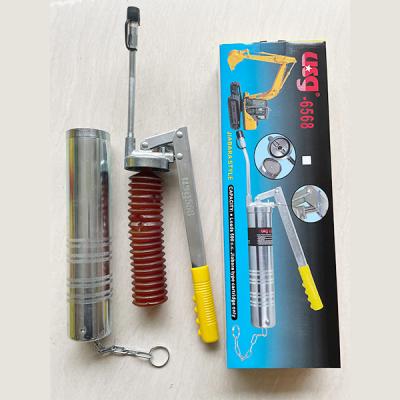 China Chain Aluminum Grease Gun 600 CC Silver High Pressure 12000 PSI 1 Piston Grease Free Worms for sale
