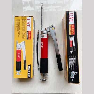 China Red Gear Manual Lever Grease Gun Steel Barrel 6000~10000 Psi 900CC-32oz for sale