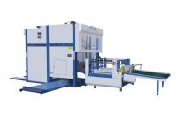 China Auto Flip Flop Pallet Stacker Machine for Corrugated Board - 12000 pcs/hour, 1500-1700mm Size Range for sale