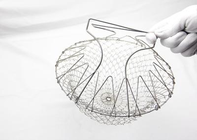 China Stainless Steel Telescopic Folding Basket For Washing Fruits Vegetables Fried Food for sale