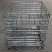 China Collapsible Caster Wire Mesh Basket Foldable Cage Heavy Duty With Wheels for sale