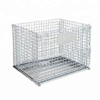 China Stacking Wire Mesh Basket , Wire Mesh Pallet Cages Folding Stainless Steel for sale