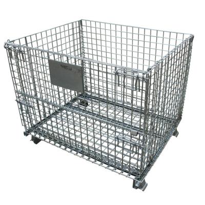 China Folding Rolling Wire Mesh Storage Cages Corrosion Protection With Wheels for sale