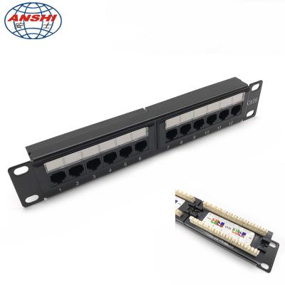 China 1U 10 Inch 12 Port CAT5E CAT6 UTP Rack Mount Patch Panel 110 IDC Type for sale