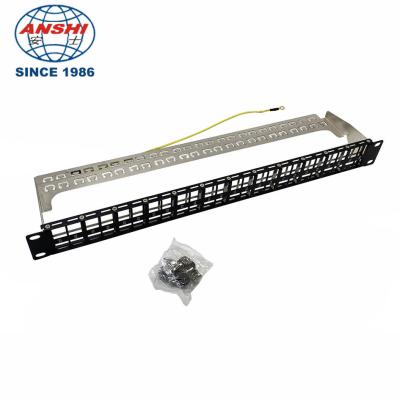 China Shielded Stp Rack Mount Patch Panel 48 Port 19 Inch With Cable Management for sale