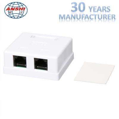 China CAT6 / CAT5e Surface Mount Box 2 Port For RJ45 Module Telecommunication for sale