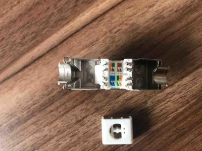 China Metallic Color Rj45 Shielded Jack , Metal STP Cat6a Shielded Keystone Jack for sale