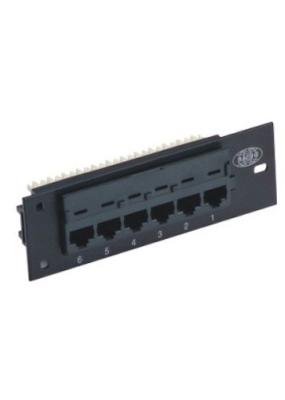 China 6 Port Rack Mount Patch Panel 1U Cat5e 110 IDC UTP Patch Panel Black Color for sale