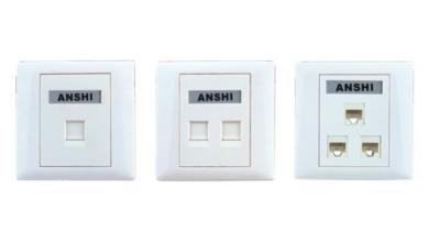 China 86 Type Network Cable Faceplate Single Port / Double Ports / Triple Ports With Shutter for sale