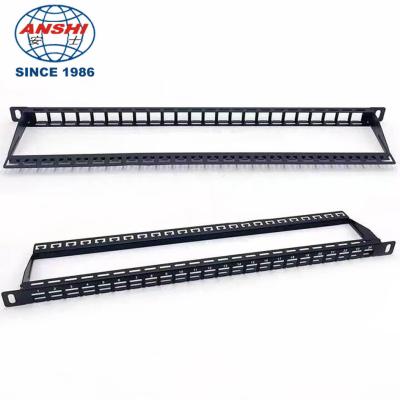China ANSHI 0.5U High Density Blank Patch Panel 24 Ports For UTP Keystone Jacks for sale