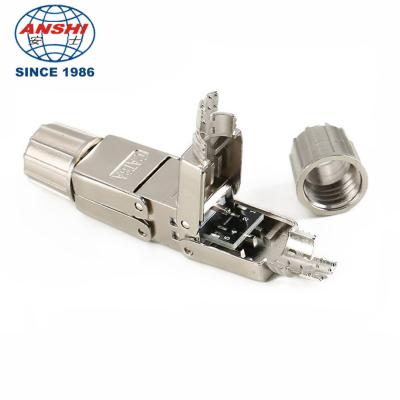 China Zinc Alloy RJ45 CAT6A CAT7 Shielded Keystone Jack 180 Degree Toolless  STP for sale