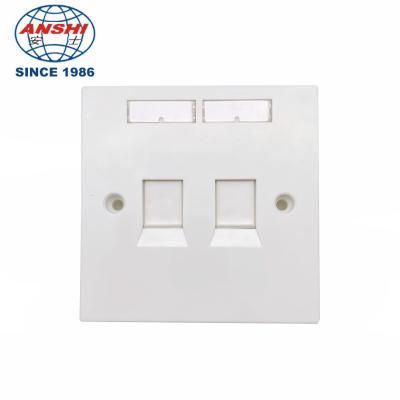 China ANSHI 2 Ports Ethernet 86Type Keystone Faceplate Decoration Wall Plate for sale