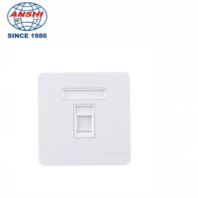 China ANSHI RJ45 86x86mm Single Hole Double Hole Panel Telecommunication Face Plate for sale