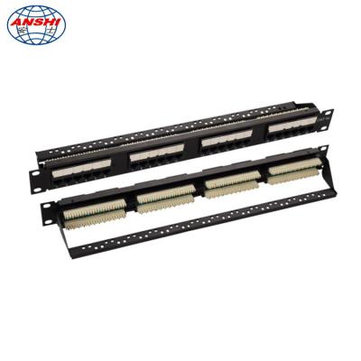 China 100% Pass Fluke Test 24 Port CAT5E Patch Panel 19 inch 110 IDC UTP Unshielded With Cable Management for sale