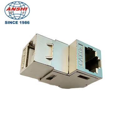 China CAT5E CAT6 CAT6A through docking Keystone Jack Wall Panel Mount Connector 90 degree zinc alloy through module panel for sale