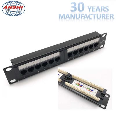 China 1U 10'' Inch 12 Port CAT6 UTP Rack Mount Patch Panel 110 IDC Type for sale