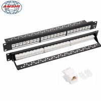 China CAN OEM 1U 19'' Inch 24 Port CAT6 UTP Rack Mount Patch Panel with RJ45 Keystone Jack for sale