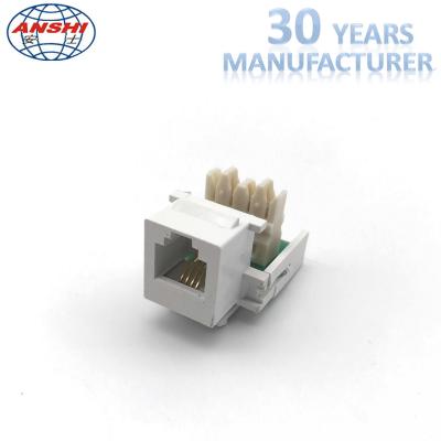 China CAT3 RJ11 90 Degree 6P4C Telephone Keystone Jack 110 IDC With Dust CAP for sale